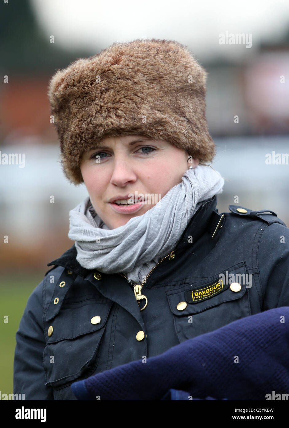 Trainer jennifer mason at warwick racecourse hi-res stock photography ...