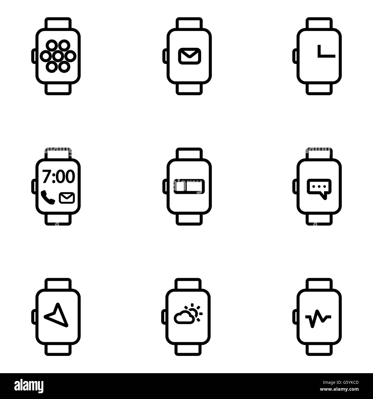 Vector line smart watch icon Stock Vector Image & Art - Alamy