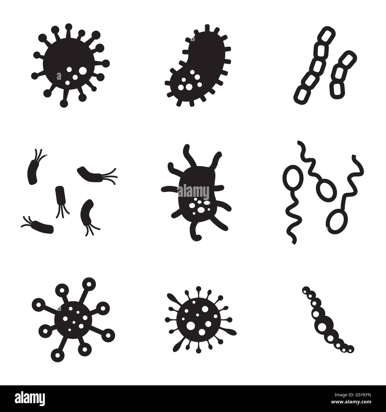 Vector black bacteria icons set Stock Vector Image & Art - Alamy