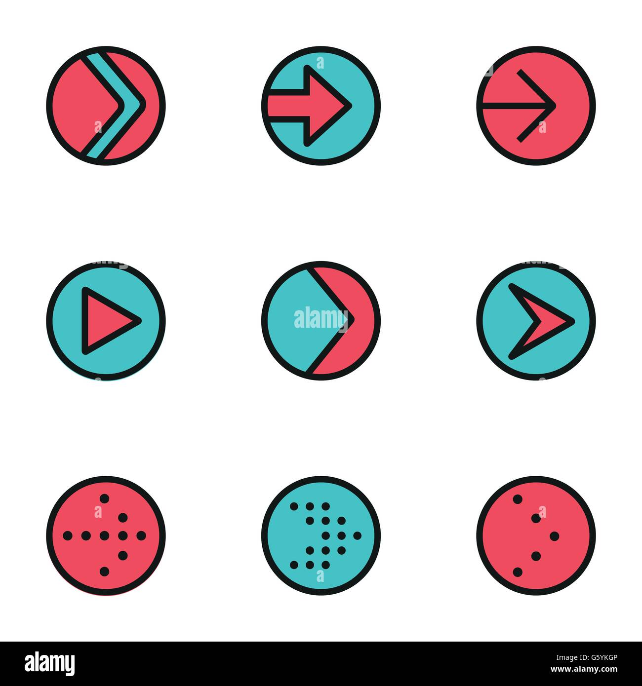 Vector flat color line arrow circle icons set Stock Vector Image & Art ...