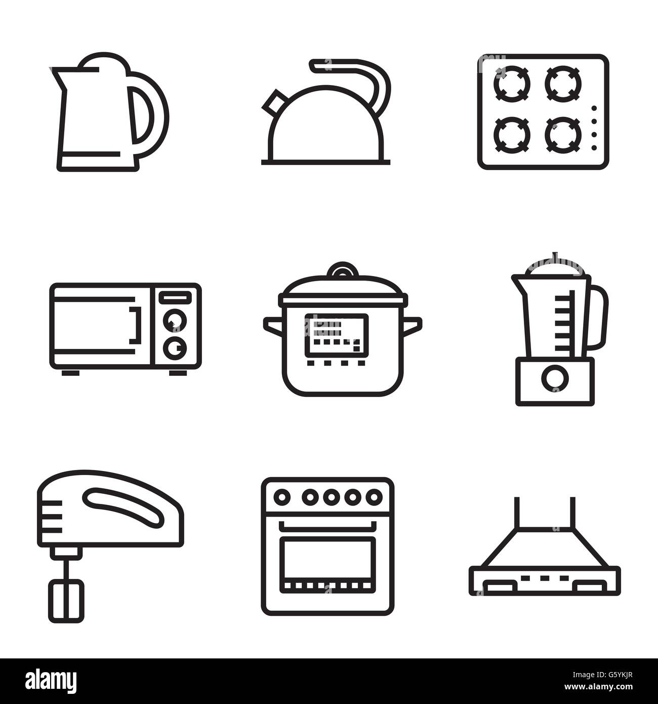 Cooking line icons collection Black and White Stock Photos & Images - Alamy