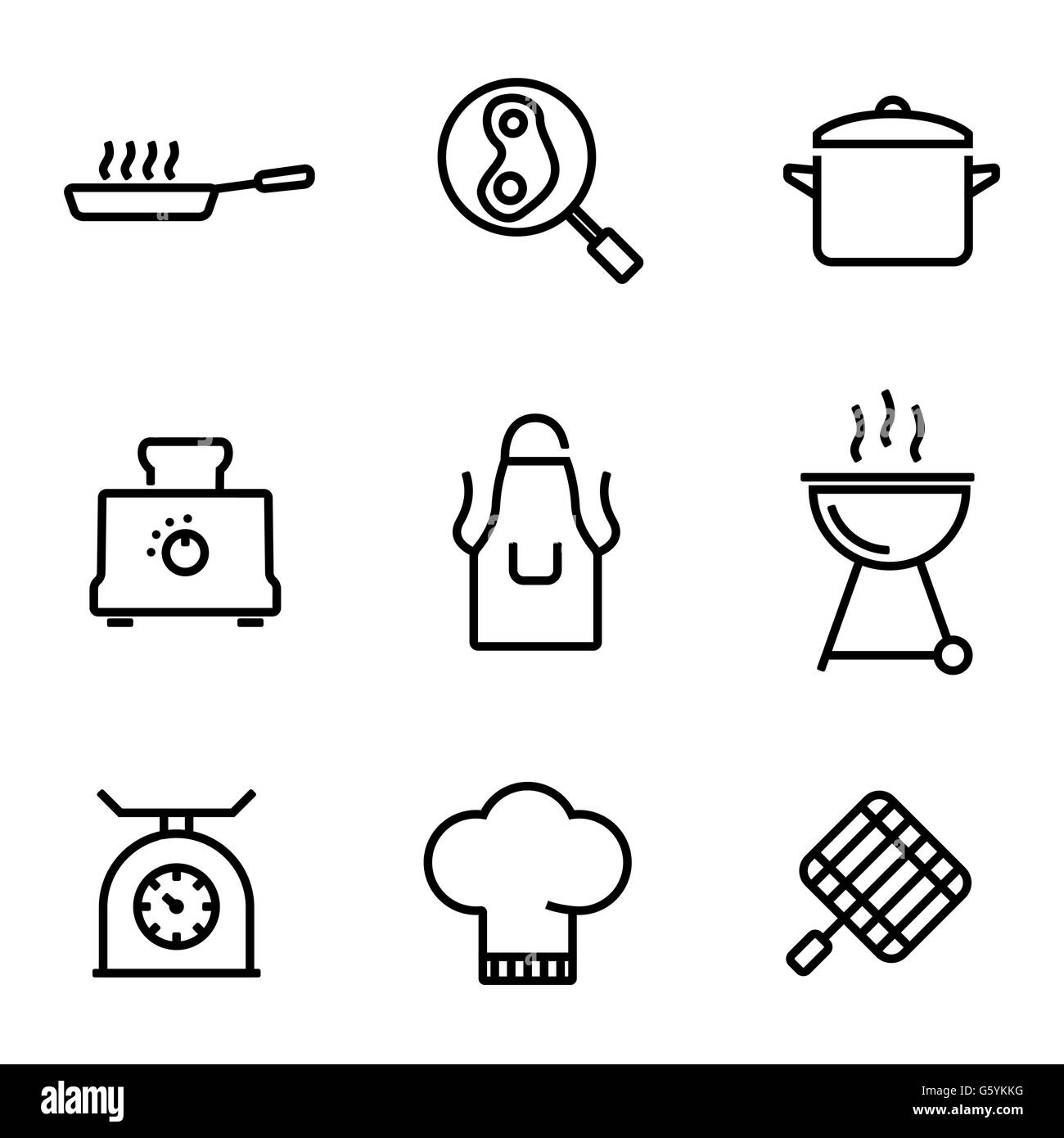Vector line kitchen and cooking icons set Stock Vector Image & Art - Alamy