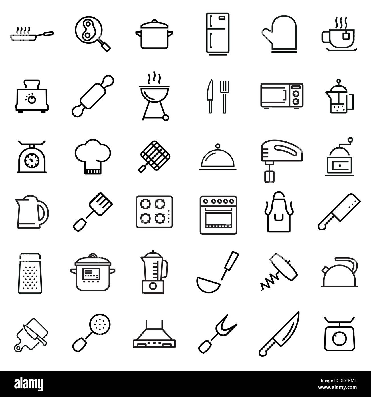 Set black line kitchen Stock Vector Images - Alamy