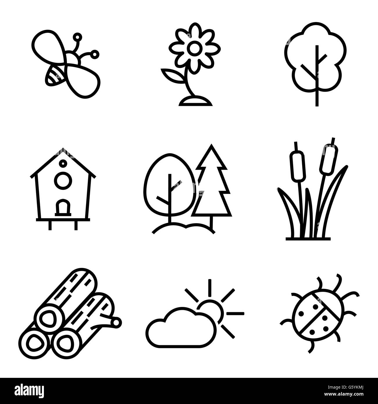 Vector line nature icons set Stock Vector Image & Art - Alamy