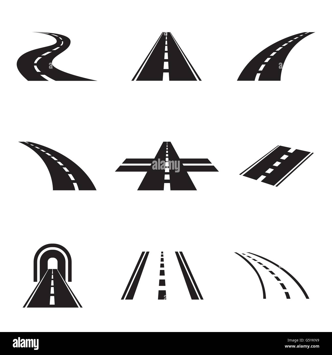 Vector black car road icons set Stock Vector Image & Art - Alamy