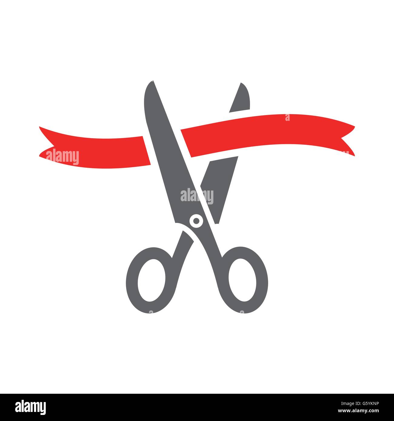 Scissors cutting red ribbon Stock Vector Image & Art - Alamy