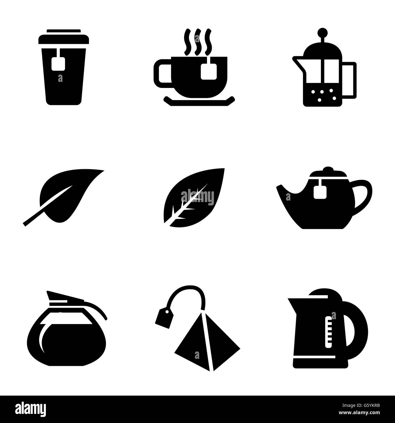 Vector black tea icons set on white background Stock Vector Image & Art ...