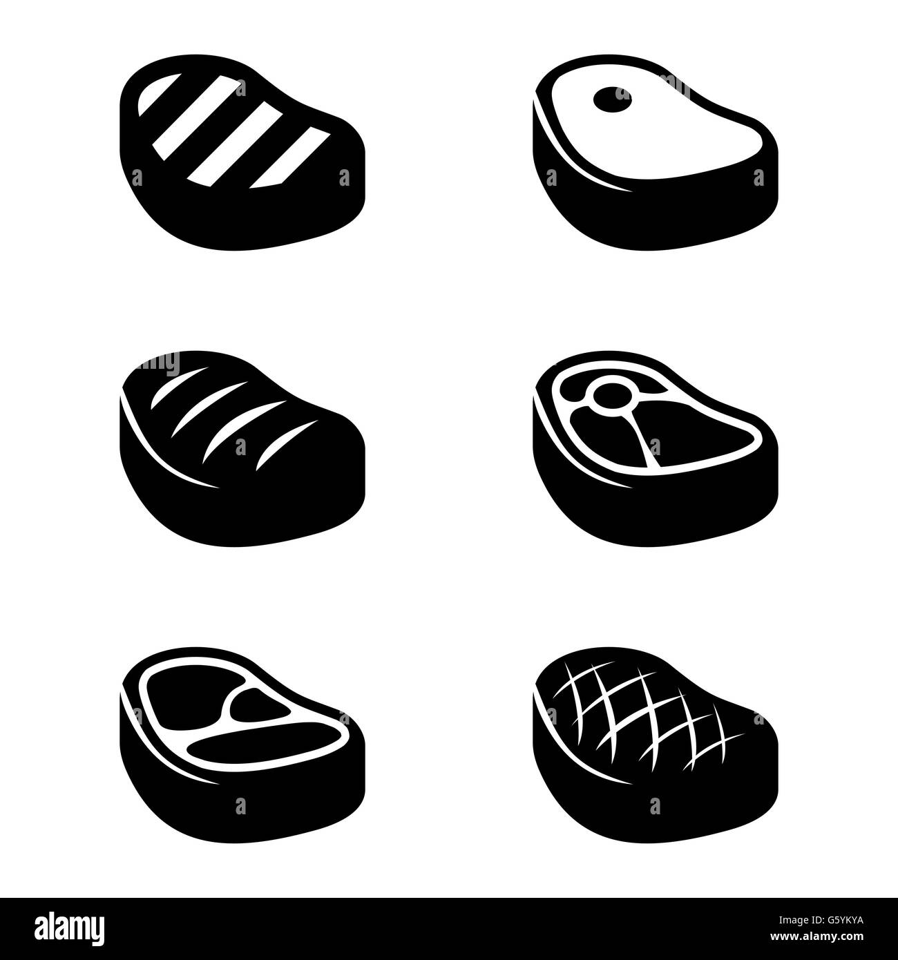 Vector black steak icons set Stock Vector Image & Art - Alamy