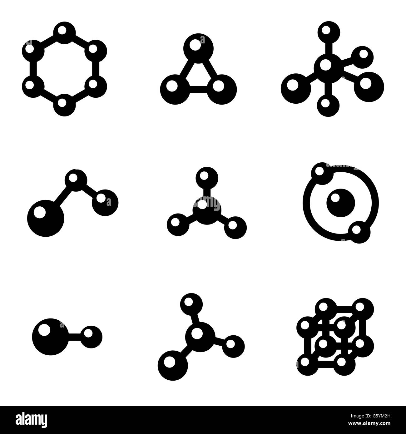 Vector black molecule icons set Stock Vector Image & Art - Alamy