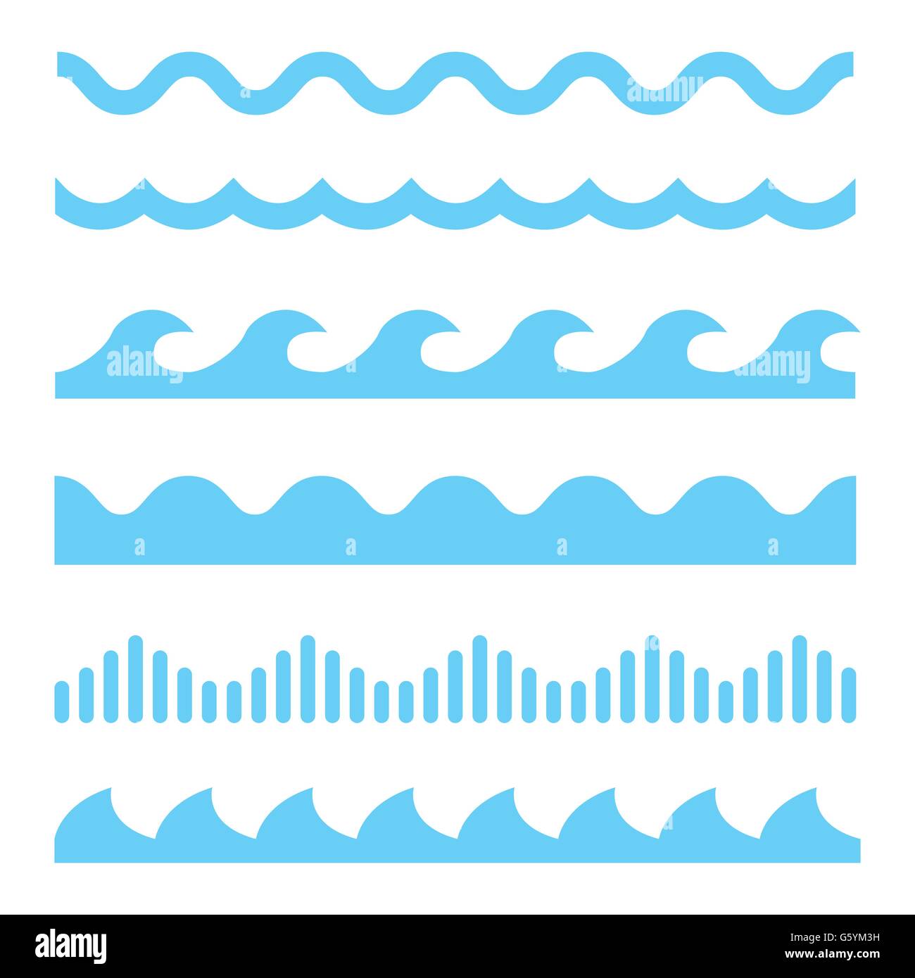 Vector blue wave icons set Stock Vector Image & Art - Alamy