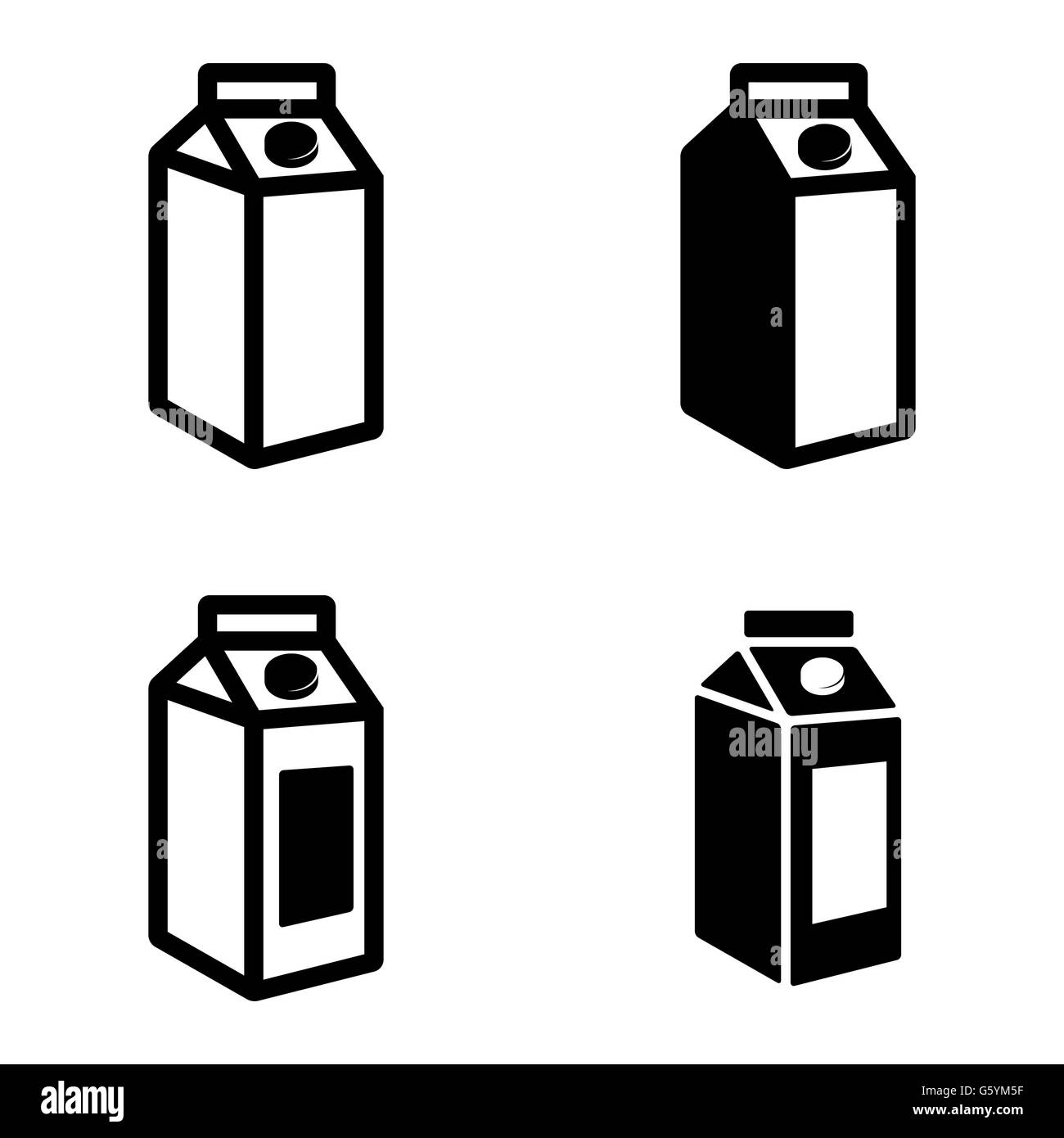 Vector black milk carton packages icons set Stock Vector Image & Art ...