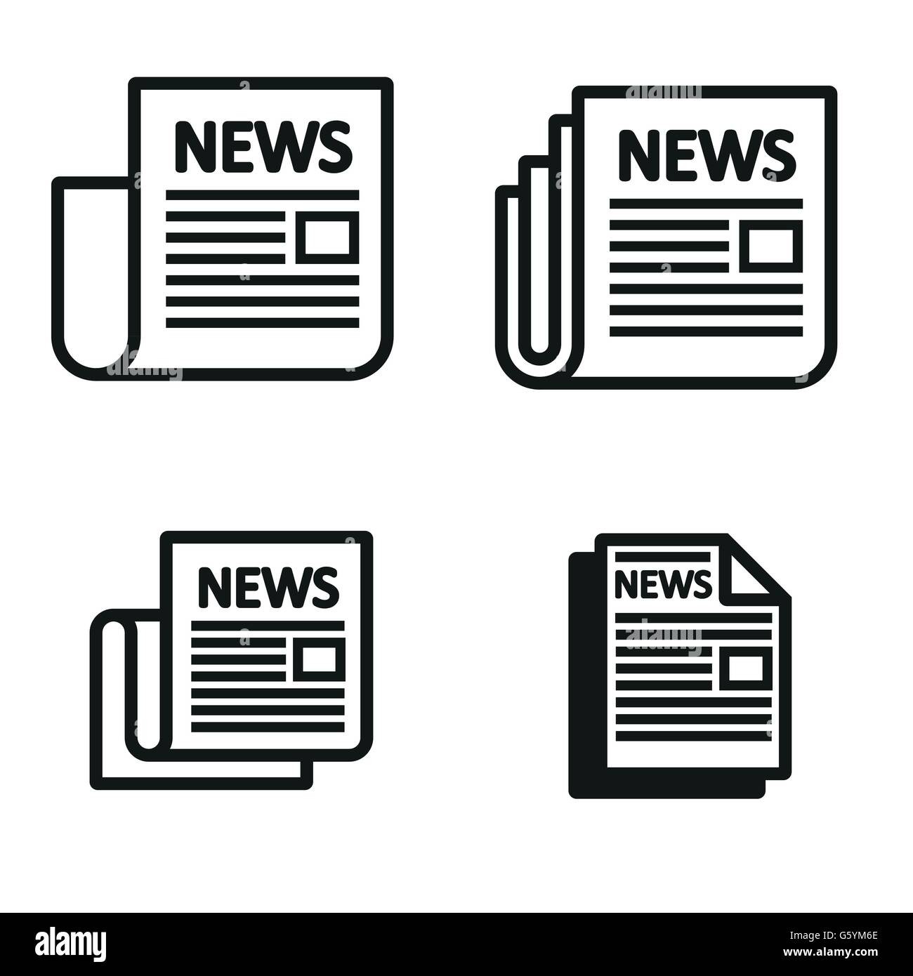 Vector black newspaper icons set Stock Vector Image & Art - Alamy