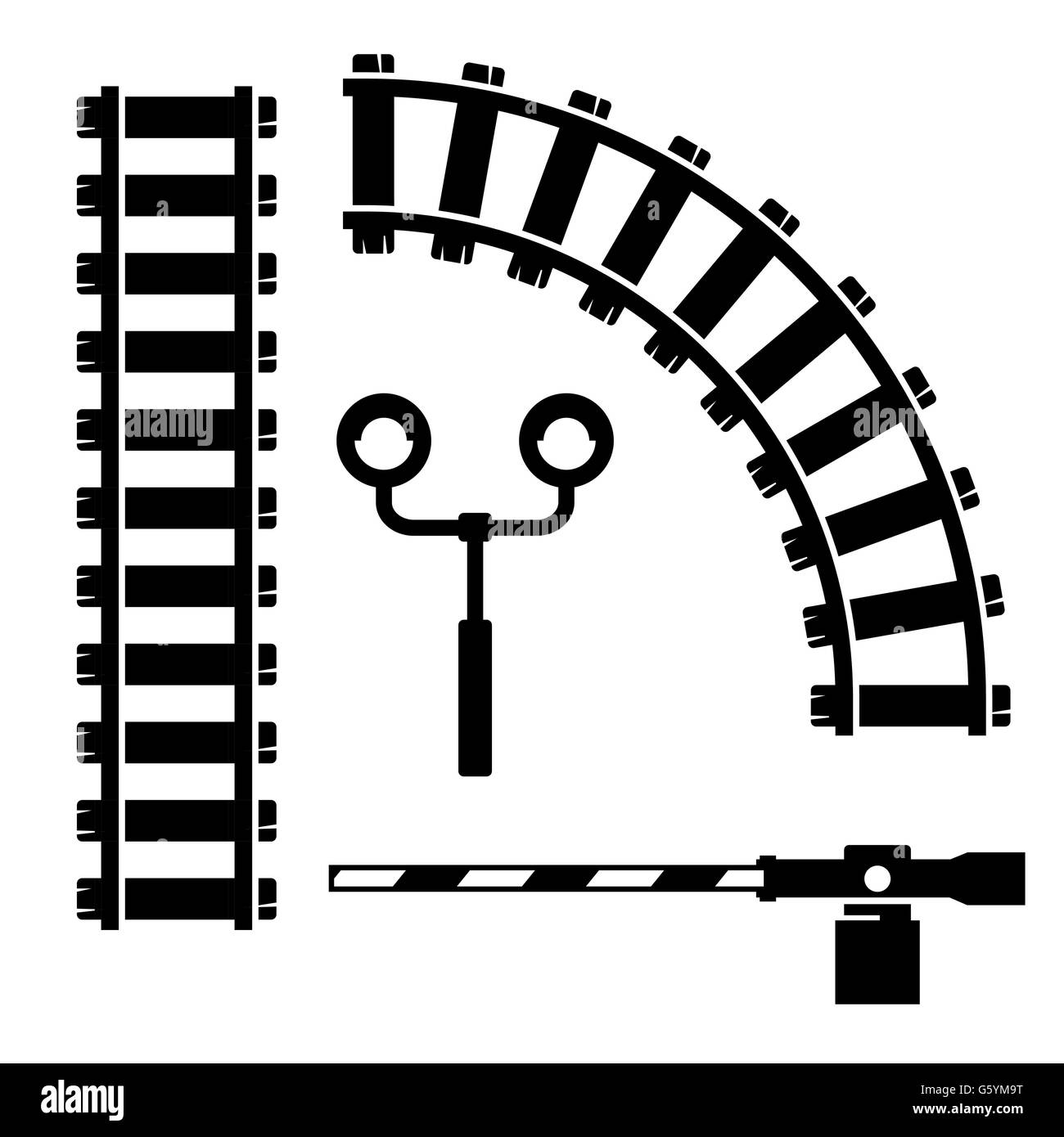 Vector black objects for rail road icons set Stock Vector Image & Art ...