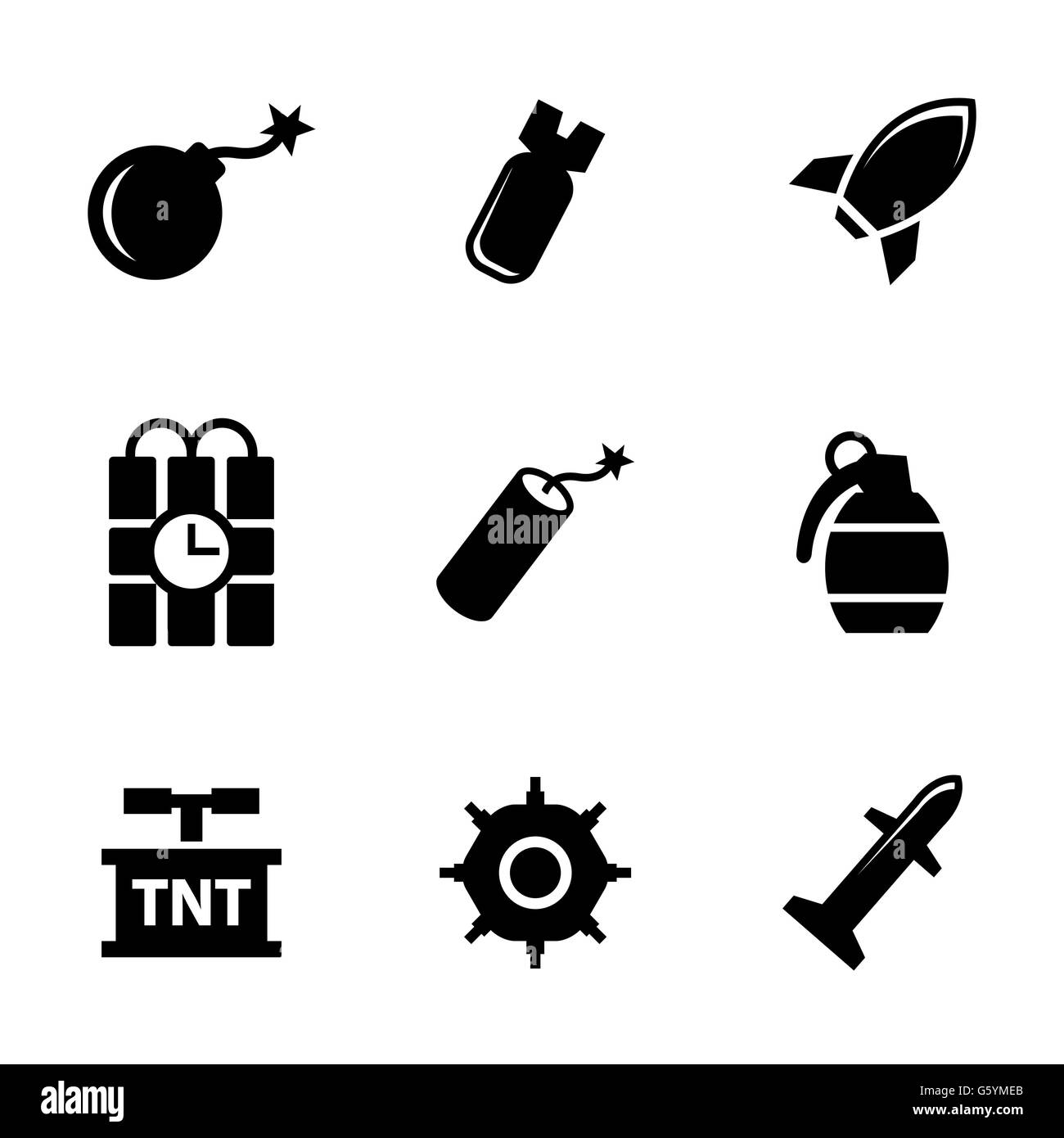 Vector black bomb icons set Stock Vector Image & Art - Alamy