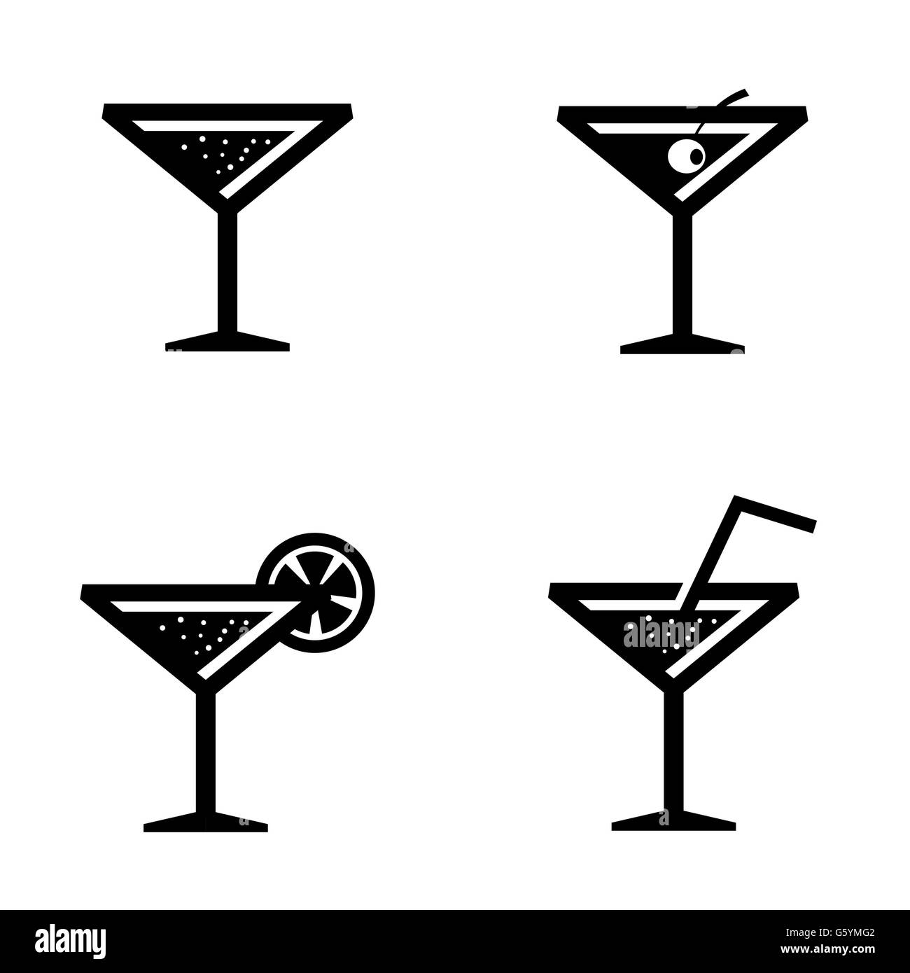 Vector black cocktail icons set Stock Vector Image & Art - Alamy