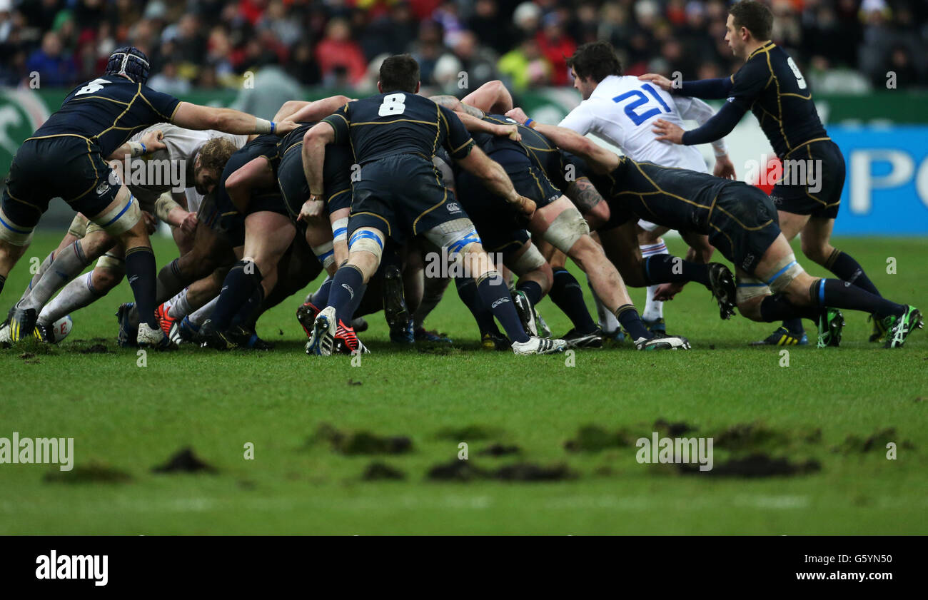 The pitch breaks up badly during the match at Stade de France Stock ...