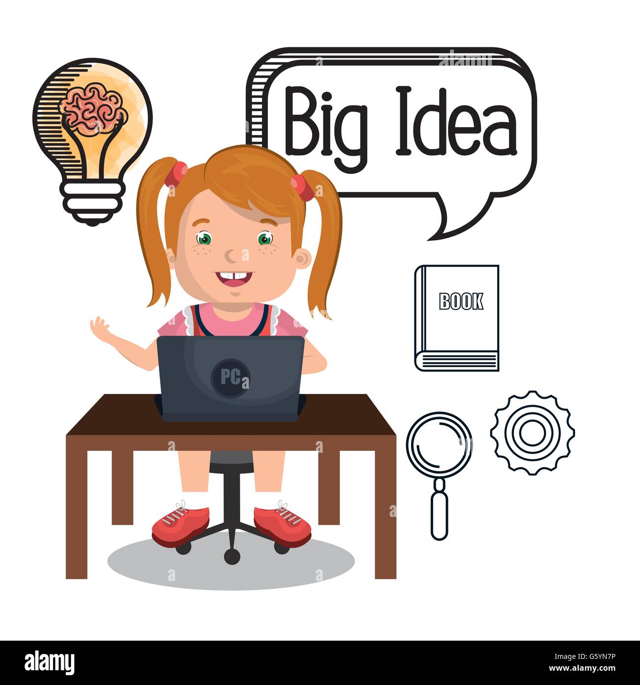 girl studying online isolated icon design Stock Vector Image & Art - Alamy