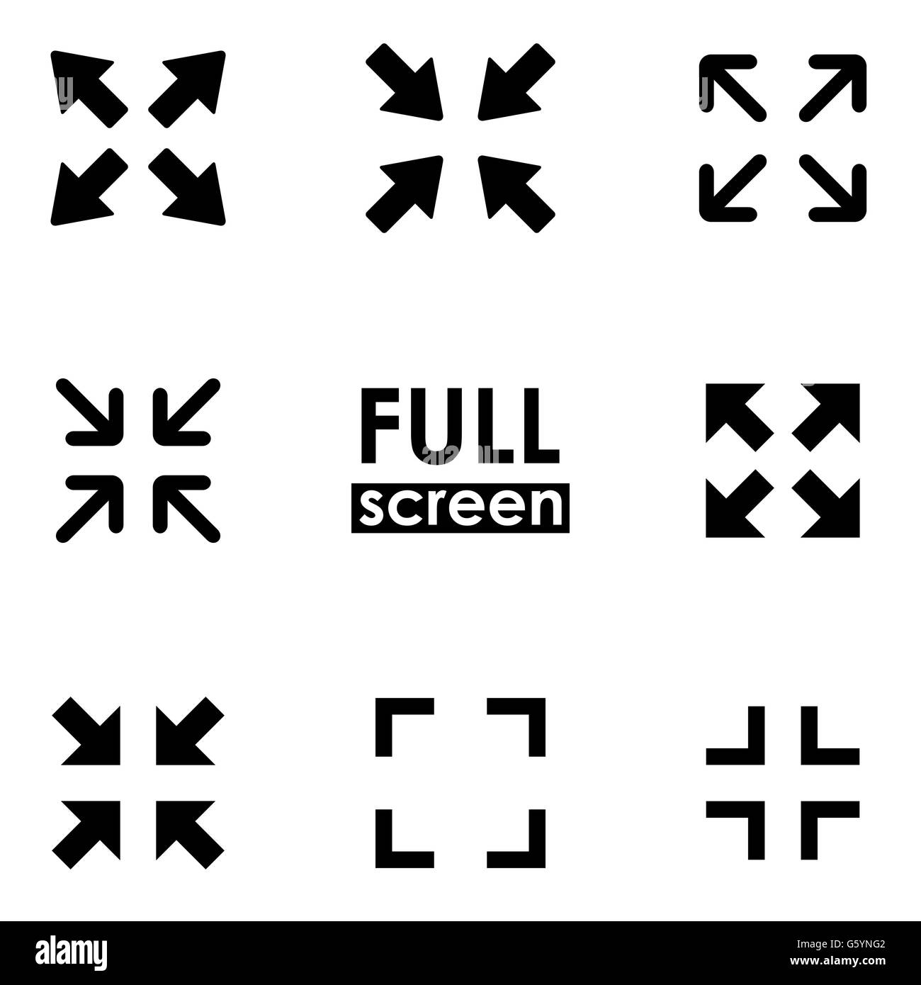 Vector black full screen icon set Stock Vector Image & Art - Alamy