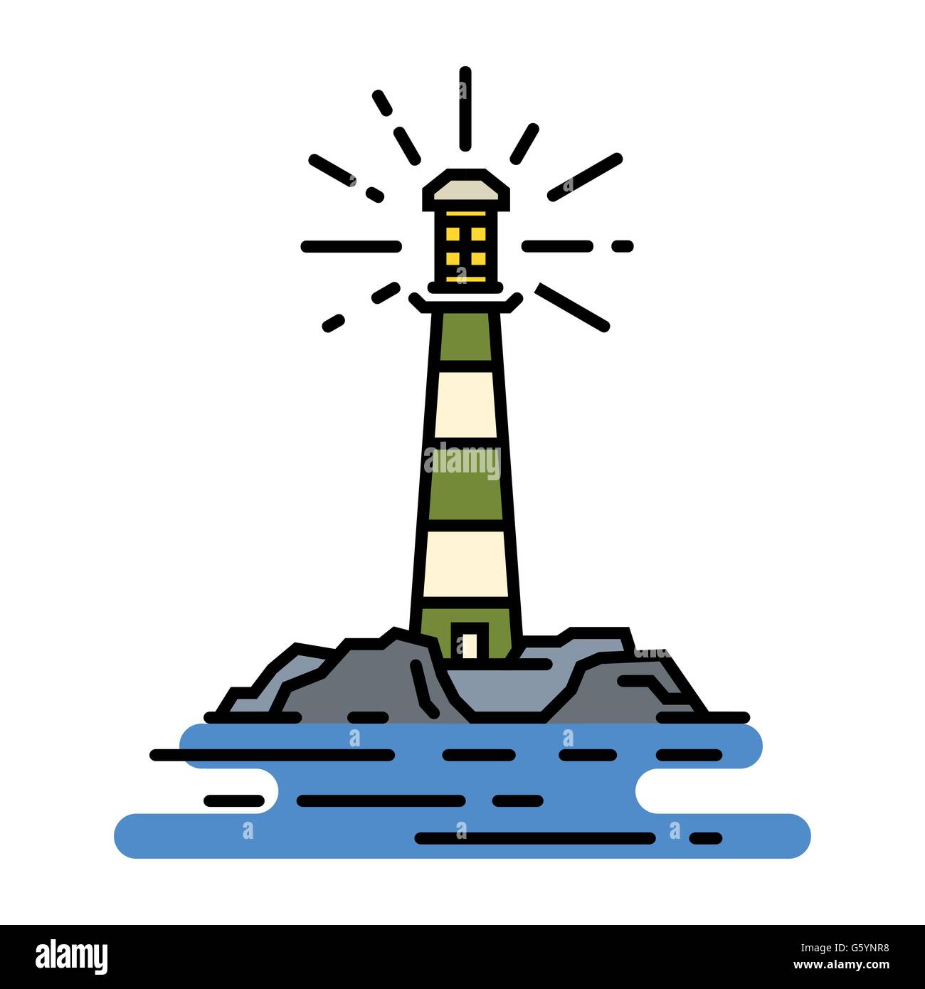 Vector flat line lighthouse sign Stock Vector Image & Art - Alamy