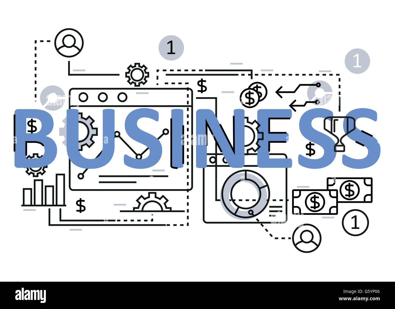 Business concept flat line design with icons and elements. Modern ...