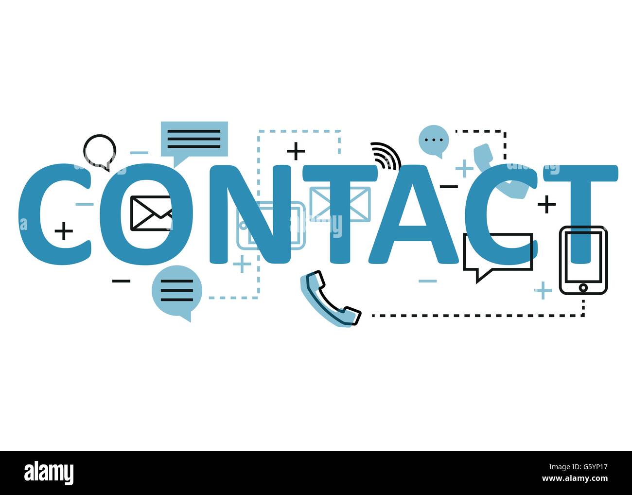 Contact concept flat line design with icons and elements. Modern ...