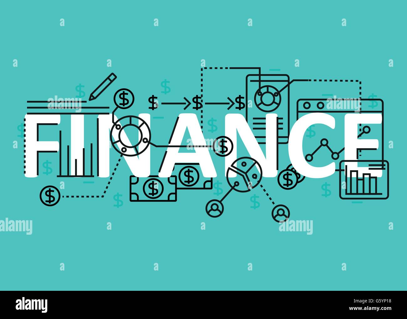 Finance concept flat line design with icons and elements. Modern ...