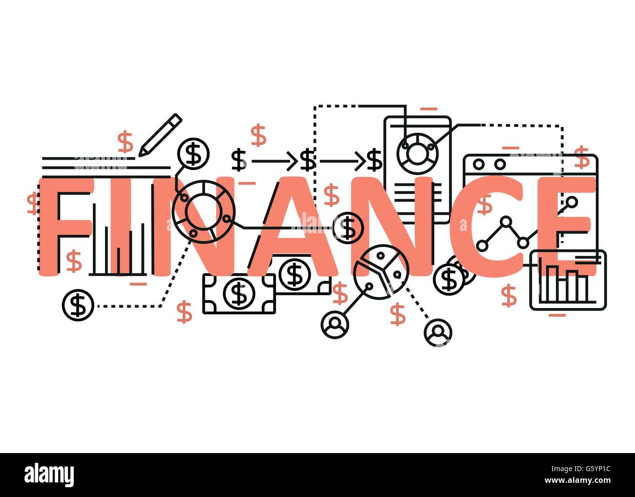 Finance concept flat line design with icons and elements. Modern ...