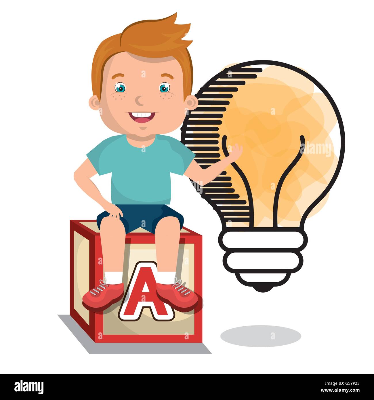 Child boy thinking isolated Stock Vector Images - Alamy