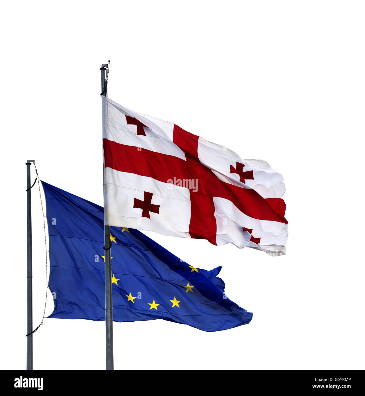 Flags of Georgia and European Union isolated on white background Stock ...