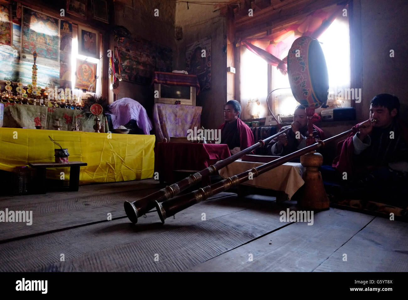 Traditional Buddhist Purification ritual at a house in the village of ...