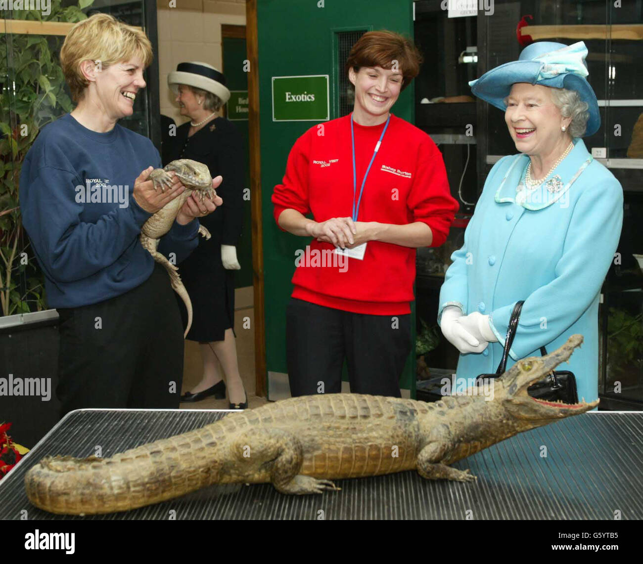 Britain's Queen Elizabeth II comes face to face with Bart, a Bosc ...
