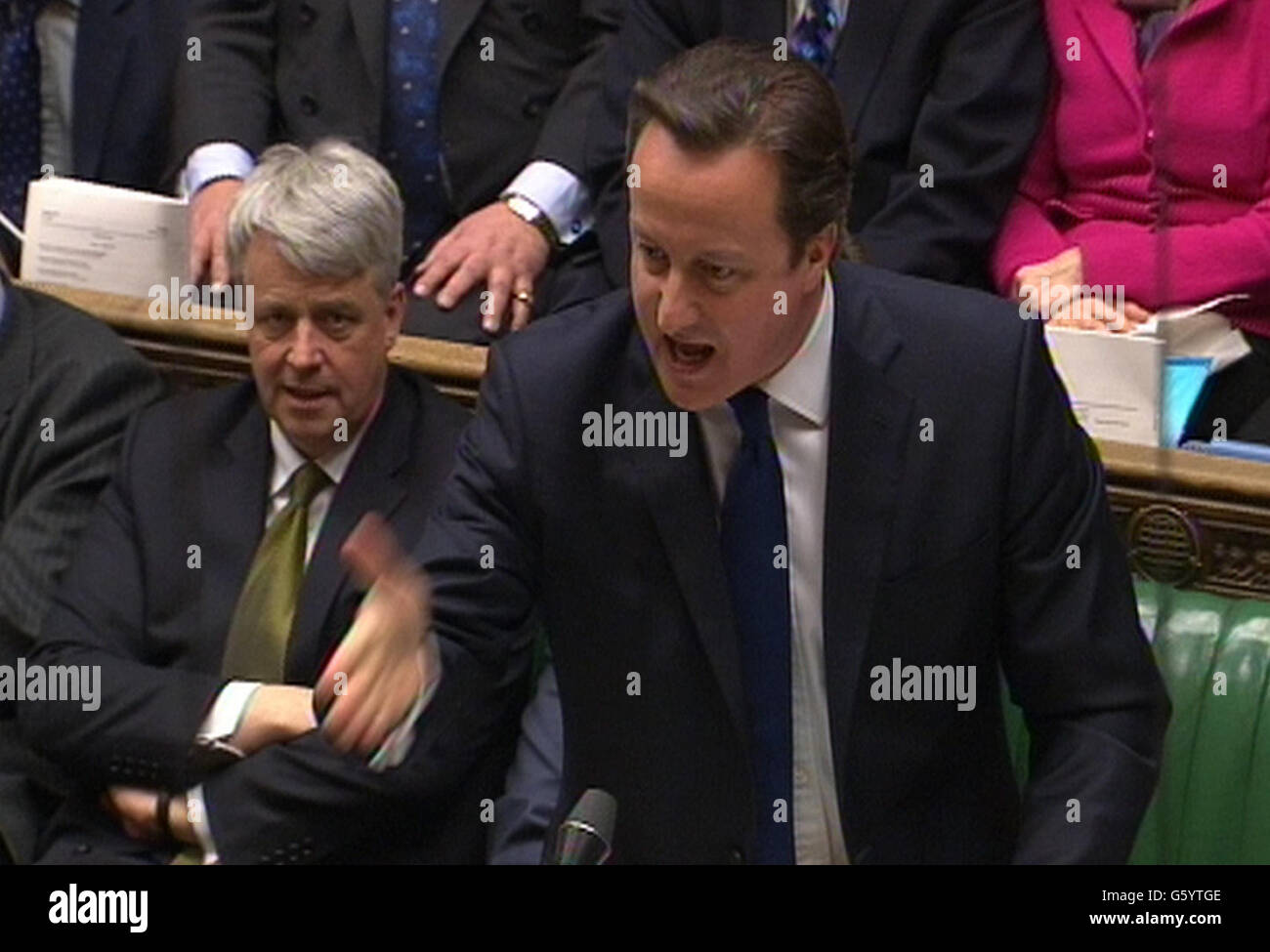 Prime Minister David Cameron speaks during Prime Minister's Questions ...