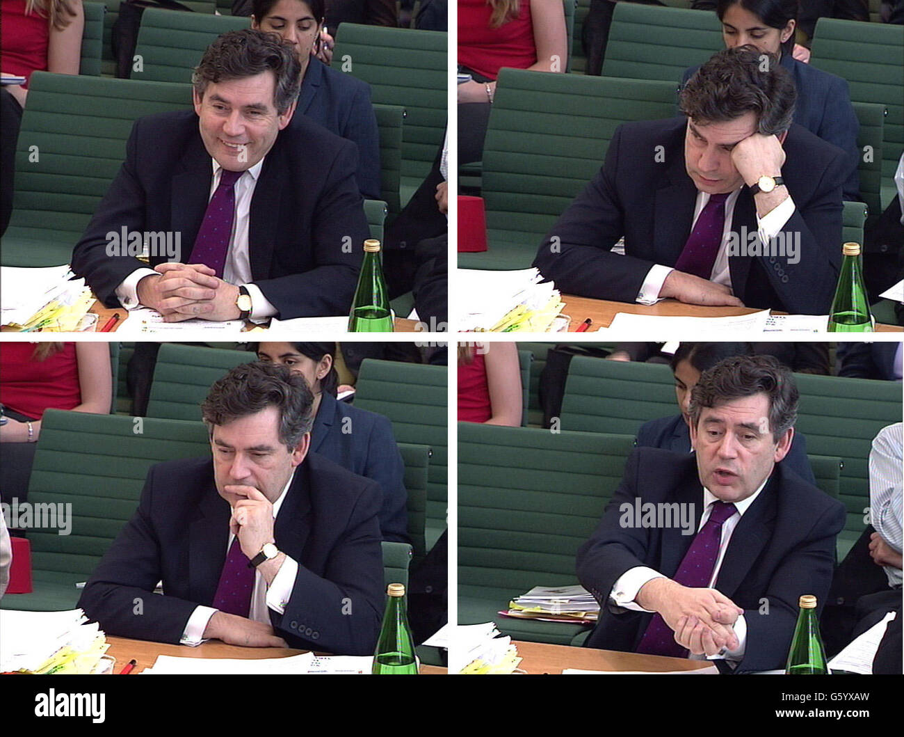 Composite picture of the British Chancellor of the Exchequer answering ...