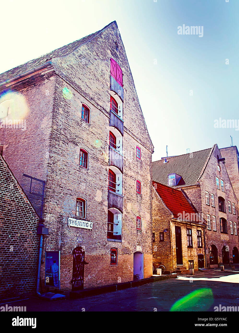 Copenhagen, Denmark - antique brick docks in the harbor zone Stock ...