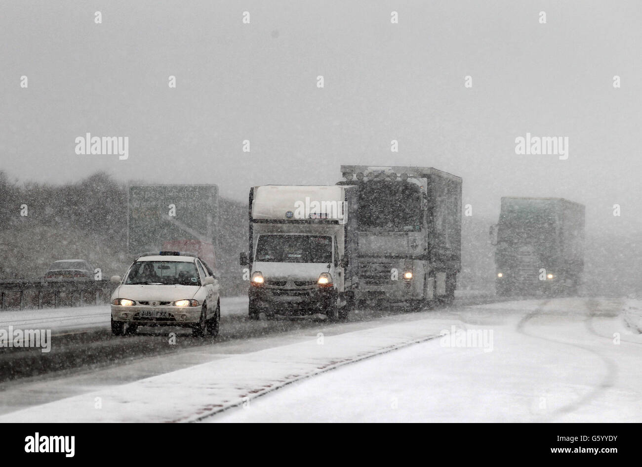 Motorists face difficult conditions on the A20 near Dover, Kent as ...