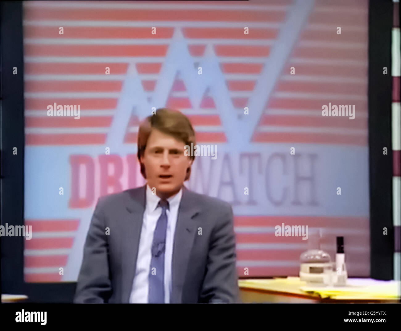 Presenter Nick Ross, still from the BBC’s “Drugwatch” presented by ...