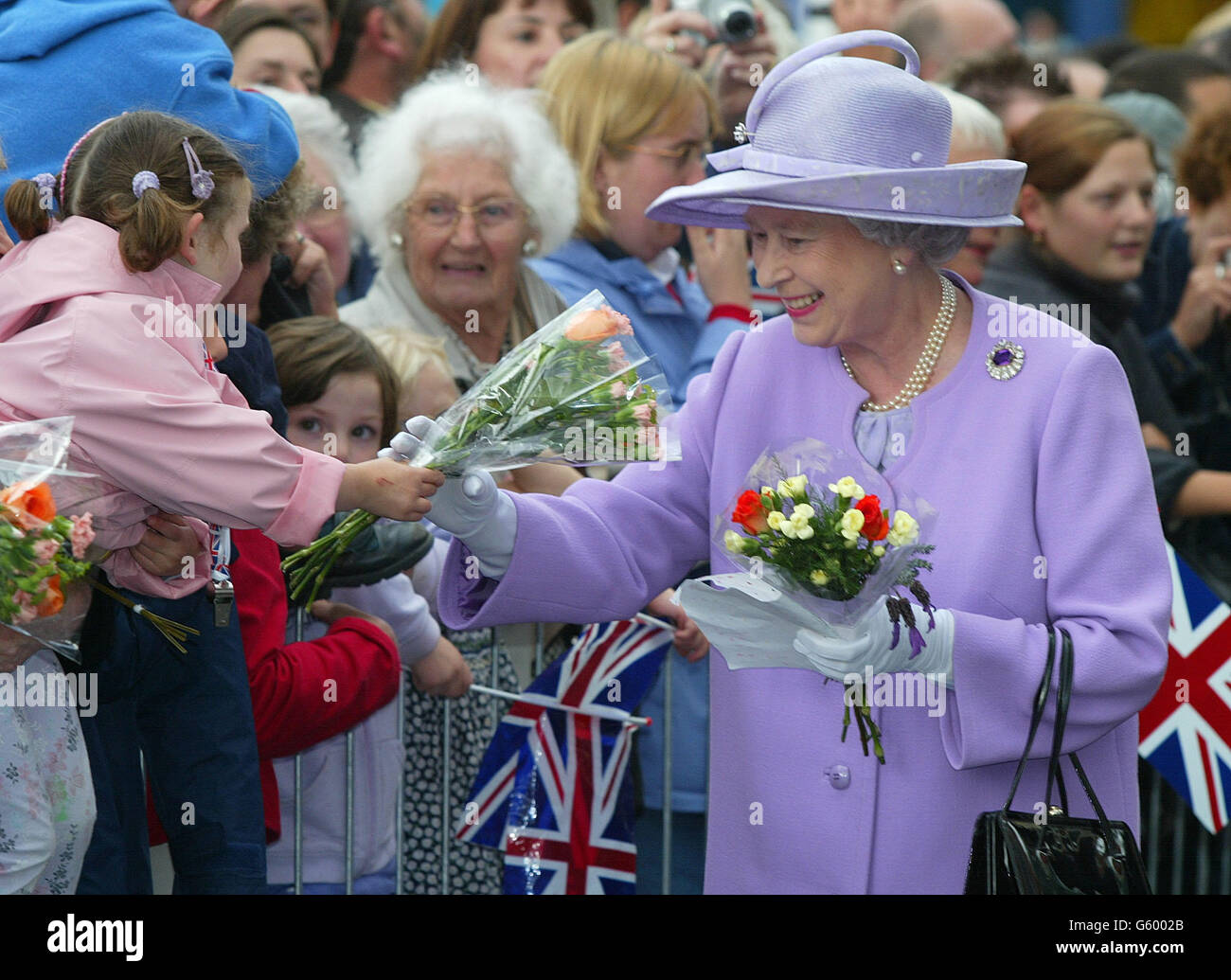 Britains Queen Elizabeth II during her visit to Exchange Square in ...