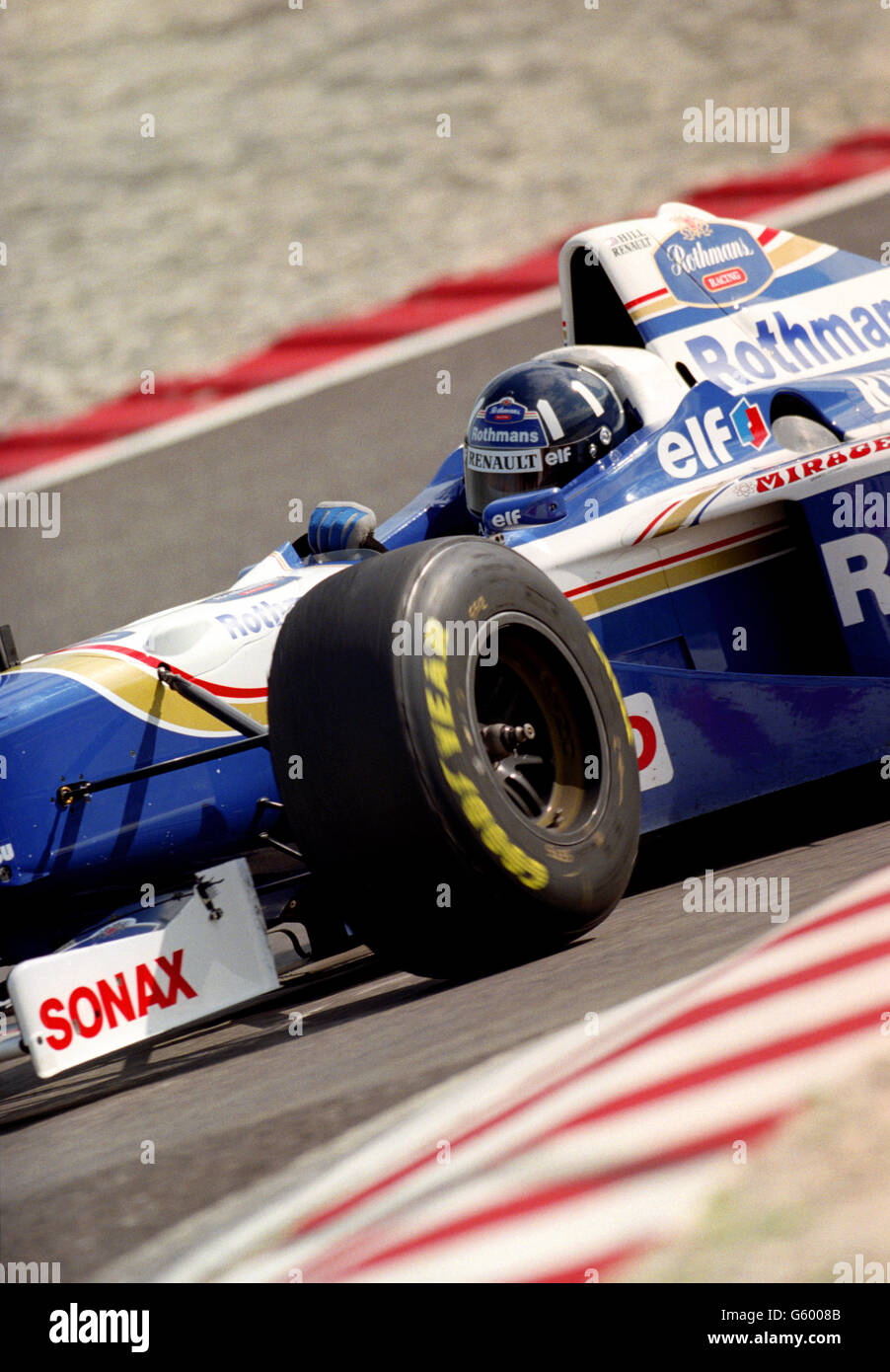 15-FEB-96. Formula One Testing. Damon Hill testing the new Rothmans ...