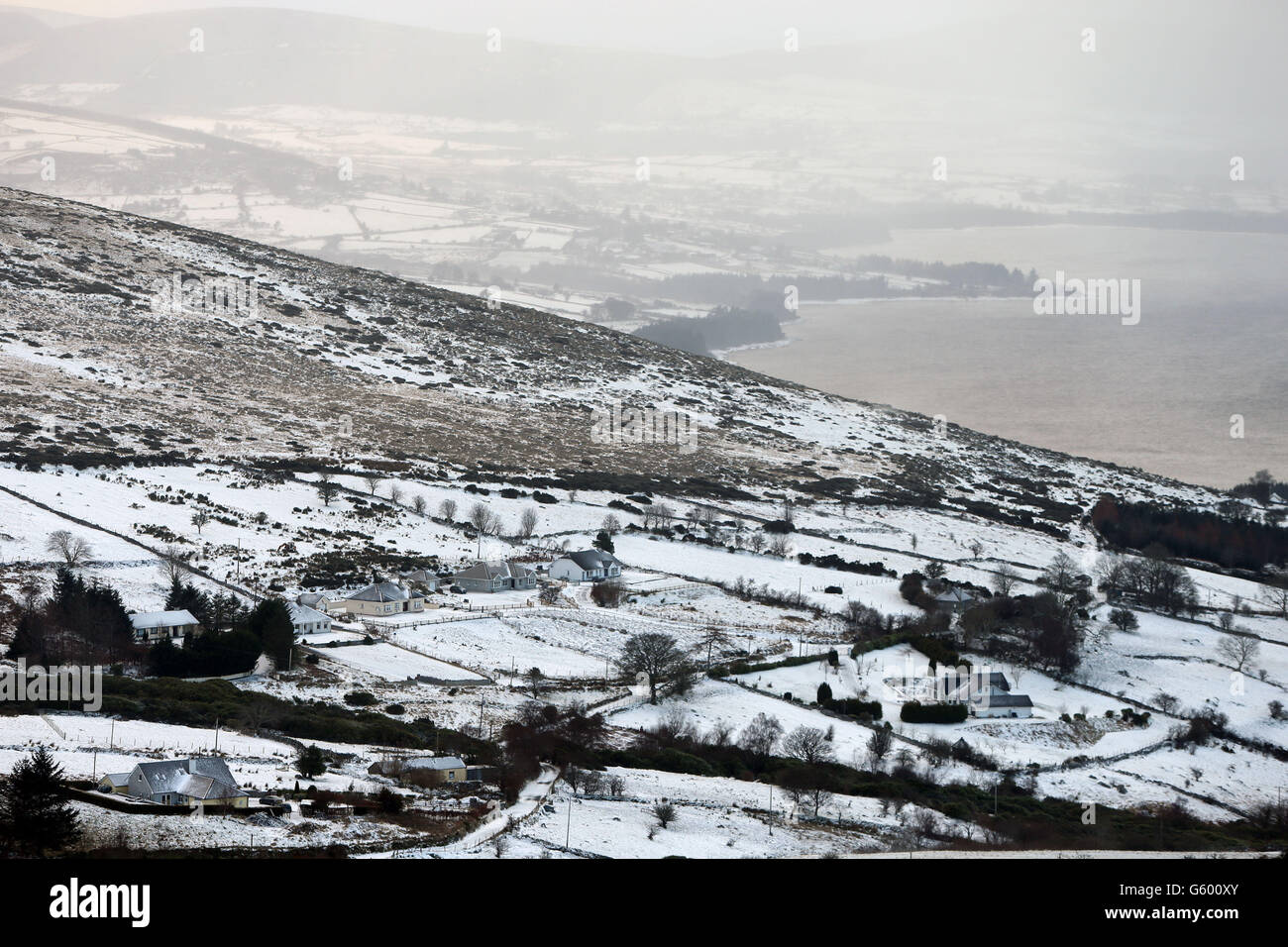A general view of the snow covered wicklow mountains on the outskirts ...
