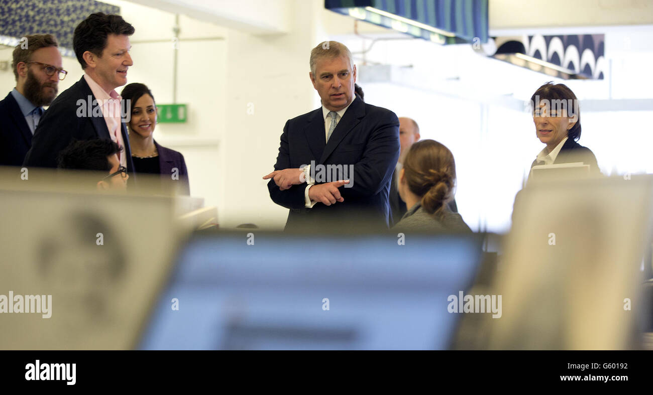 Prince Andrew with one of the founders Stef Calcraft, (second left ...