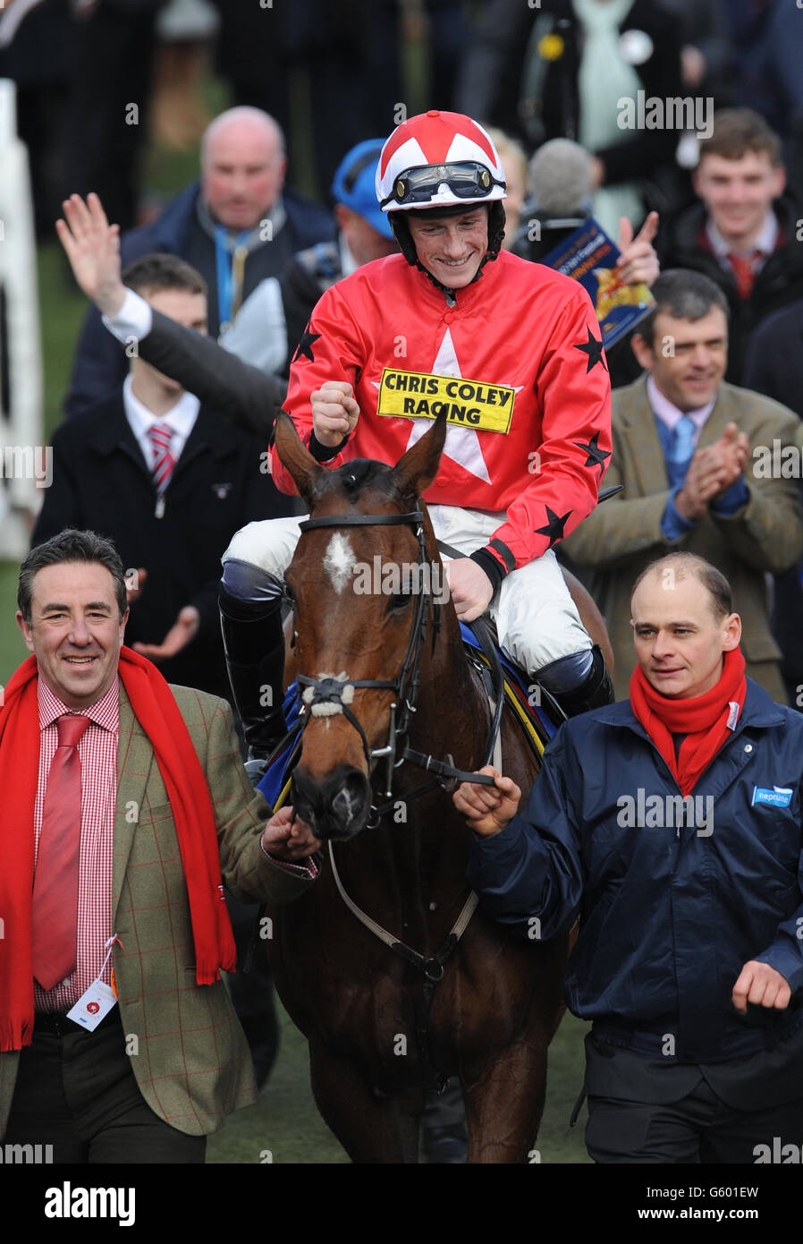 Sam Twiston-Davies celebrates on The New One after winning the ...