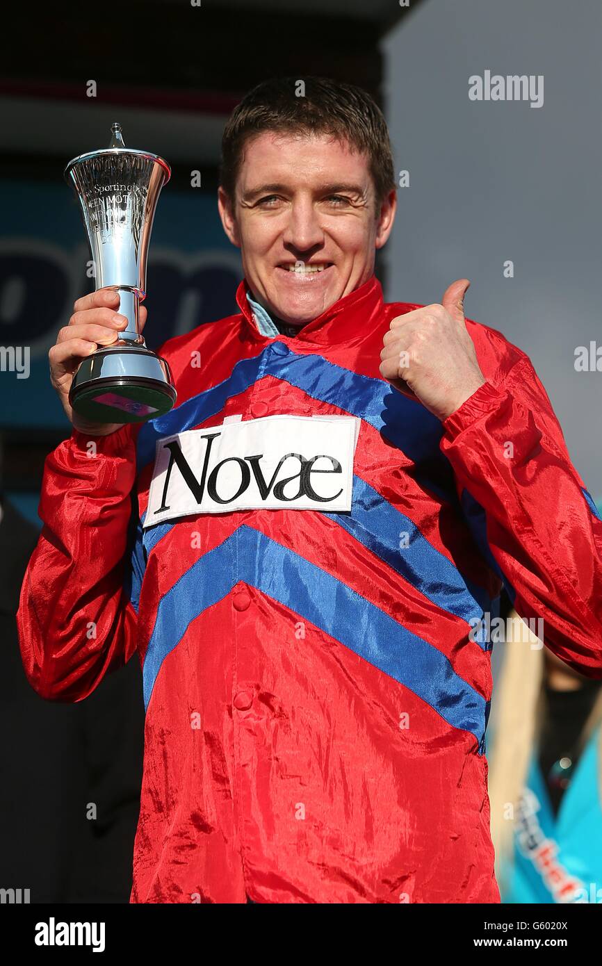 Jockey Barry Geraghty celebrates his victory with Sprinter Sacre in the ...