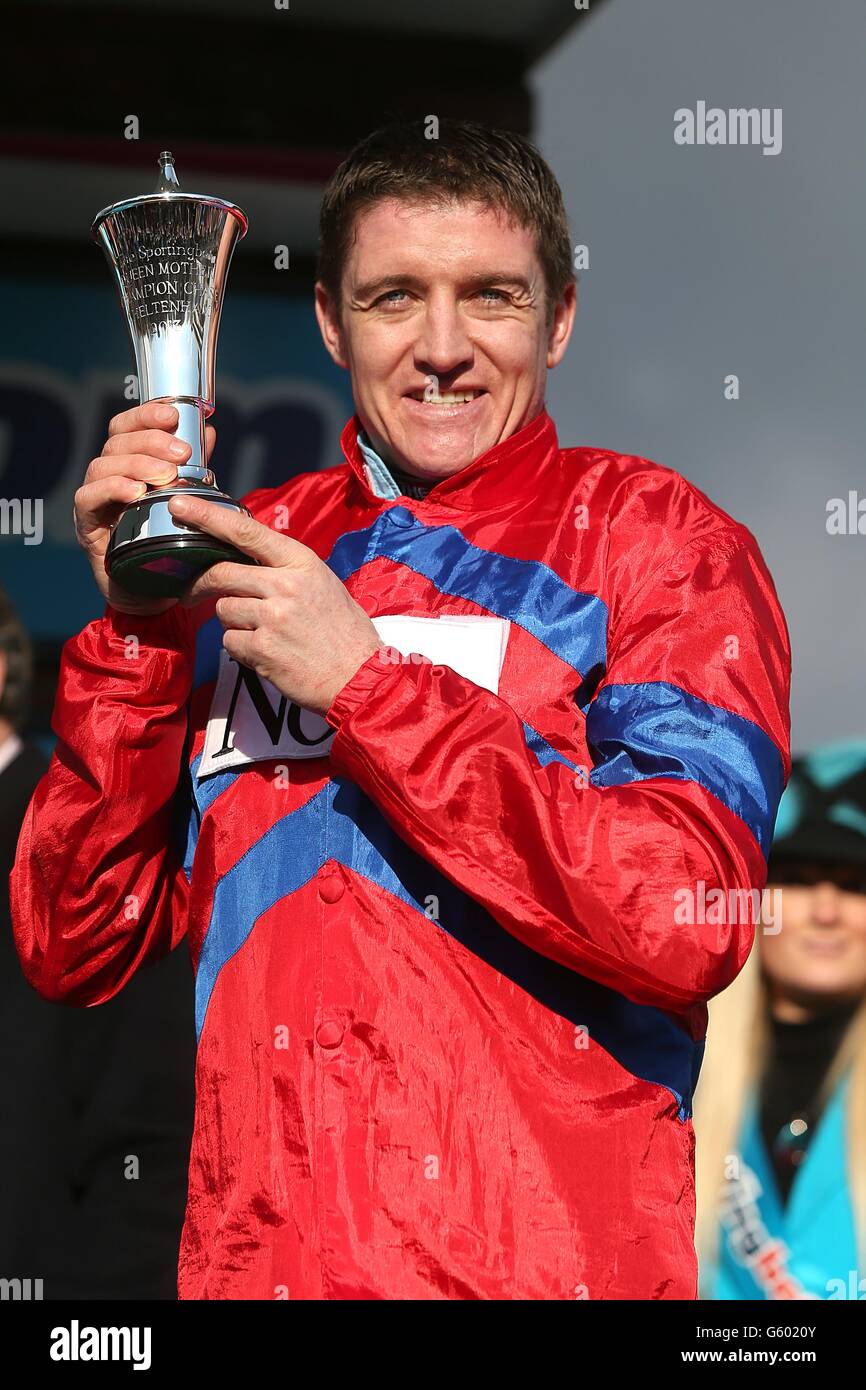 Jockey Barry Geraghty celebrates his victory with Sprinter Sacre in the ...