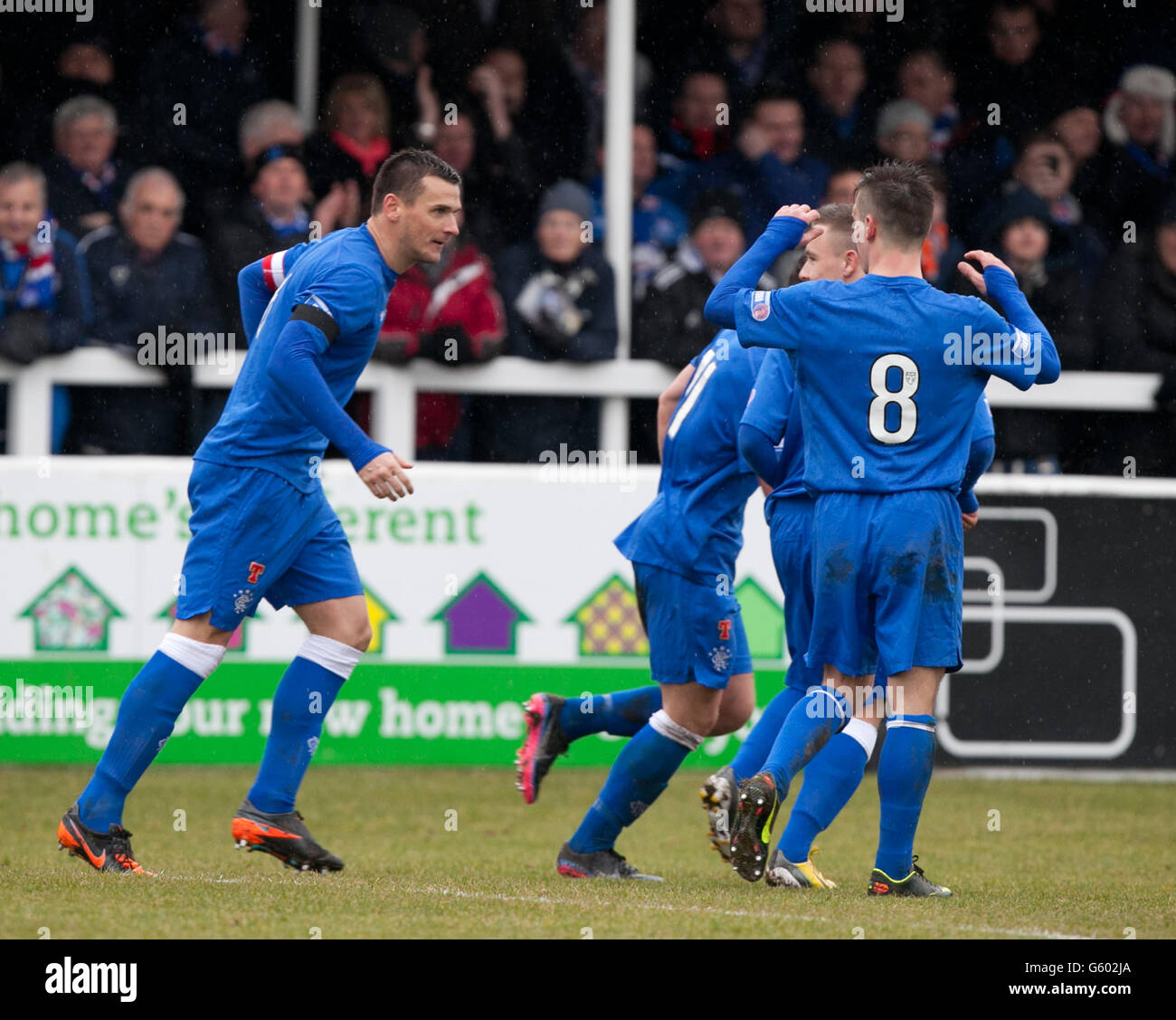 Rangers' players celebrate Lee McCulloch's goal against Elgin City ...