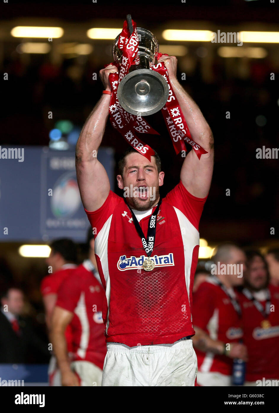 Wales Alex Cuthbert celebrates their victory in the RBS Six Nations ...