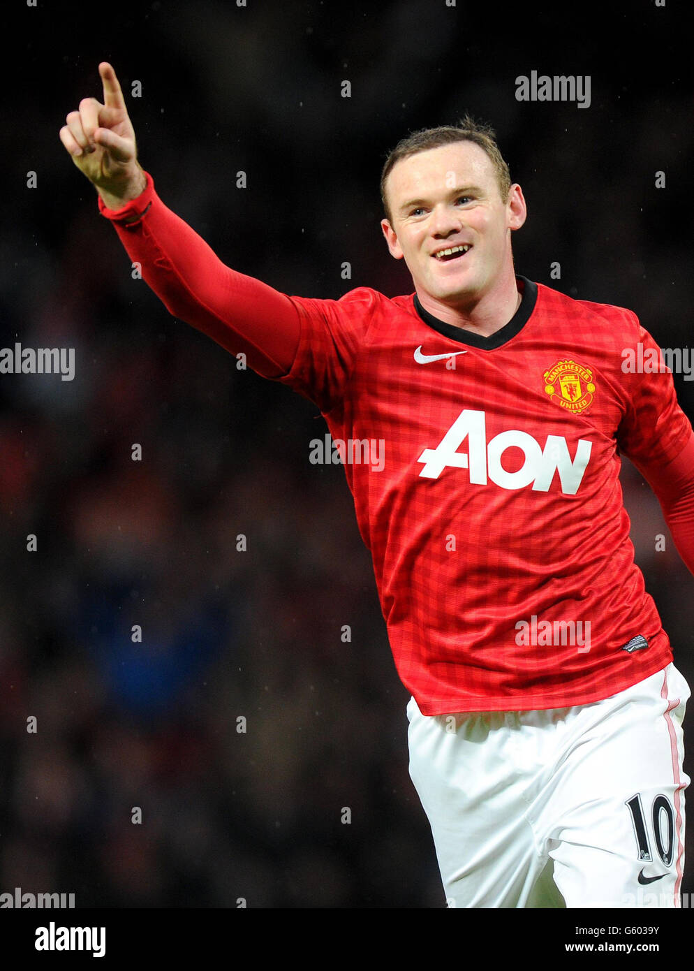 Manchester United's Wayne Rooney celebrates scoring during the Barclays ...