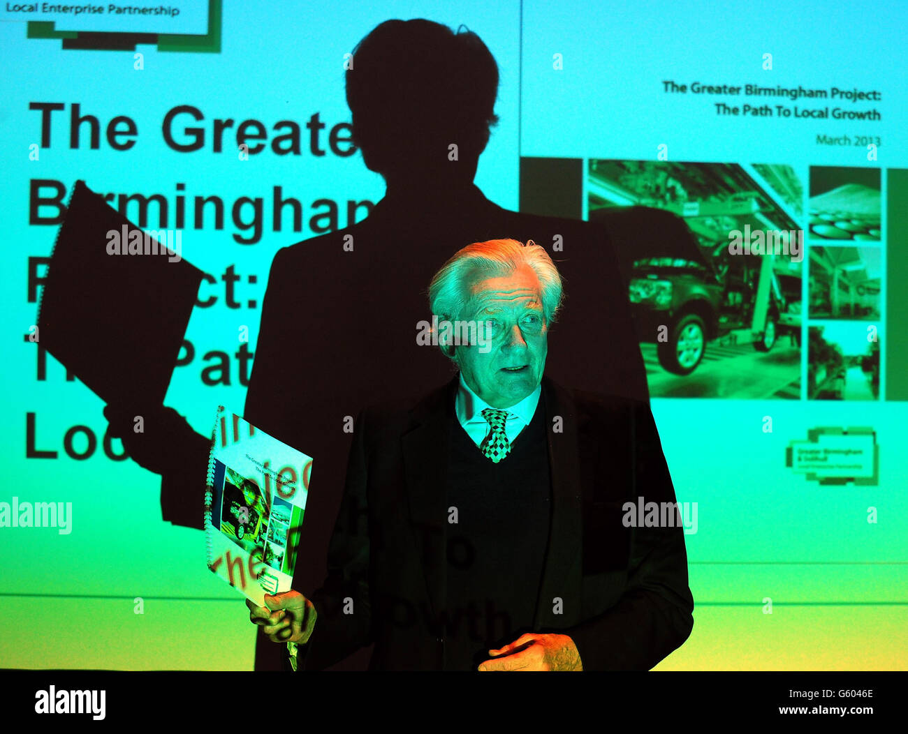 Lord Heseltine during a presentation of the Greater Birmingham Project ...