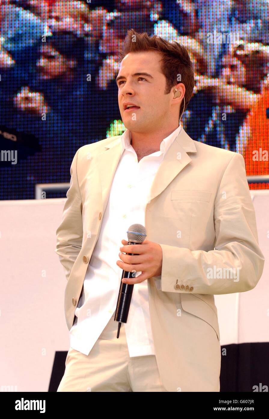 Shane Filan of Westlife performing on stage during the 95.8 Capital ...