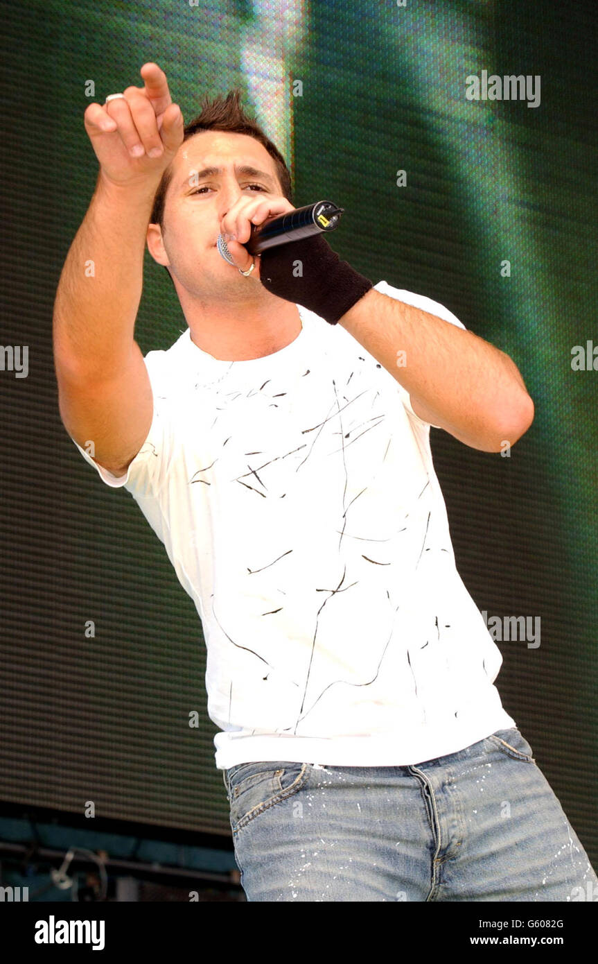 Blue's Anthony Costa performing on stage during the 95.8 Capital Radio ...