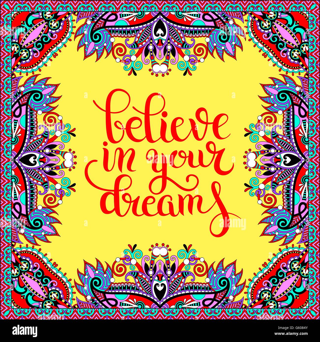 modern calligraphy positive quote believe in your dreams inscrip Stock ...